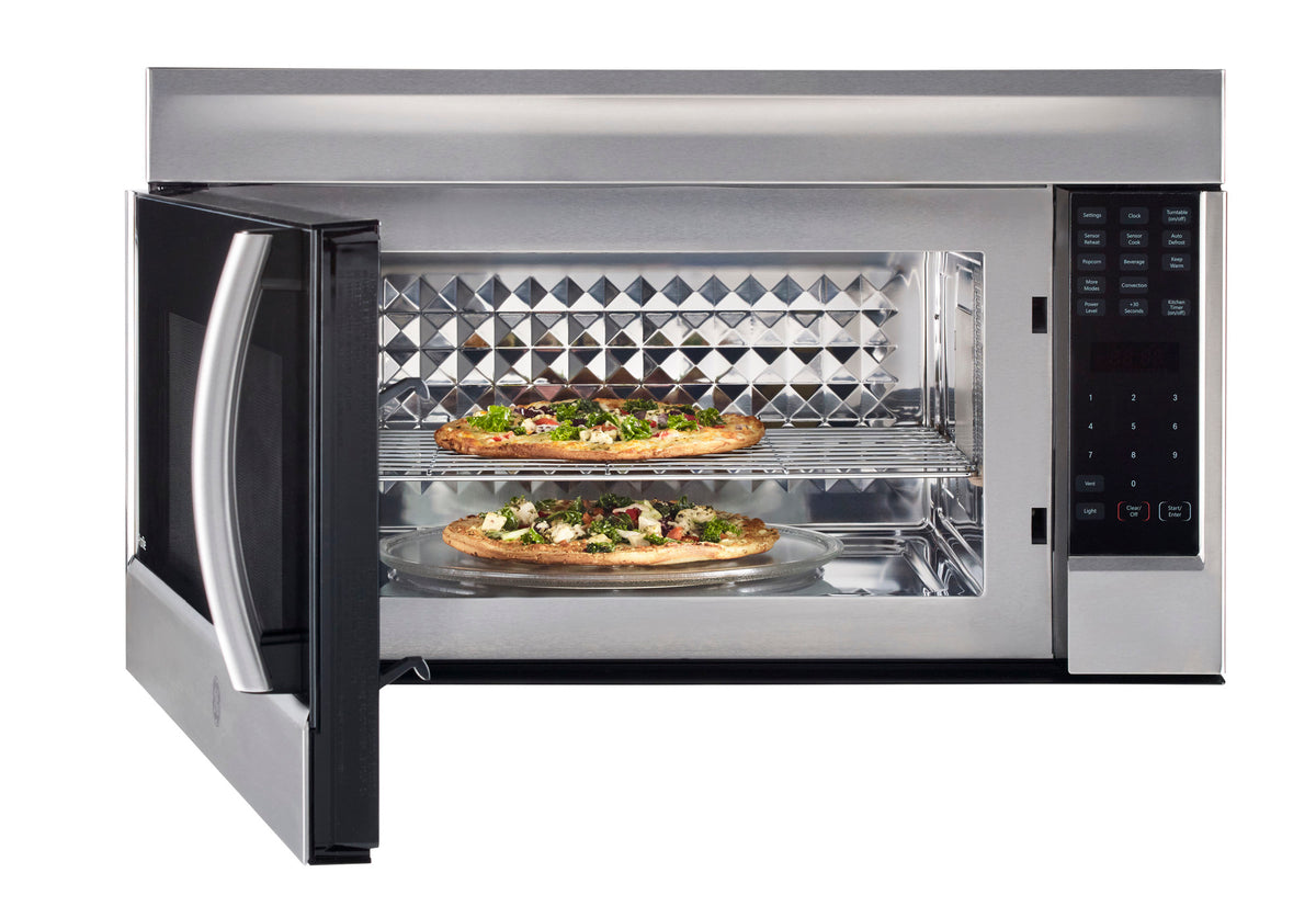 GE 1.8 cu. Ft. OTR convection microwave oven with , 3 speed, 400 CFM ...